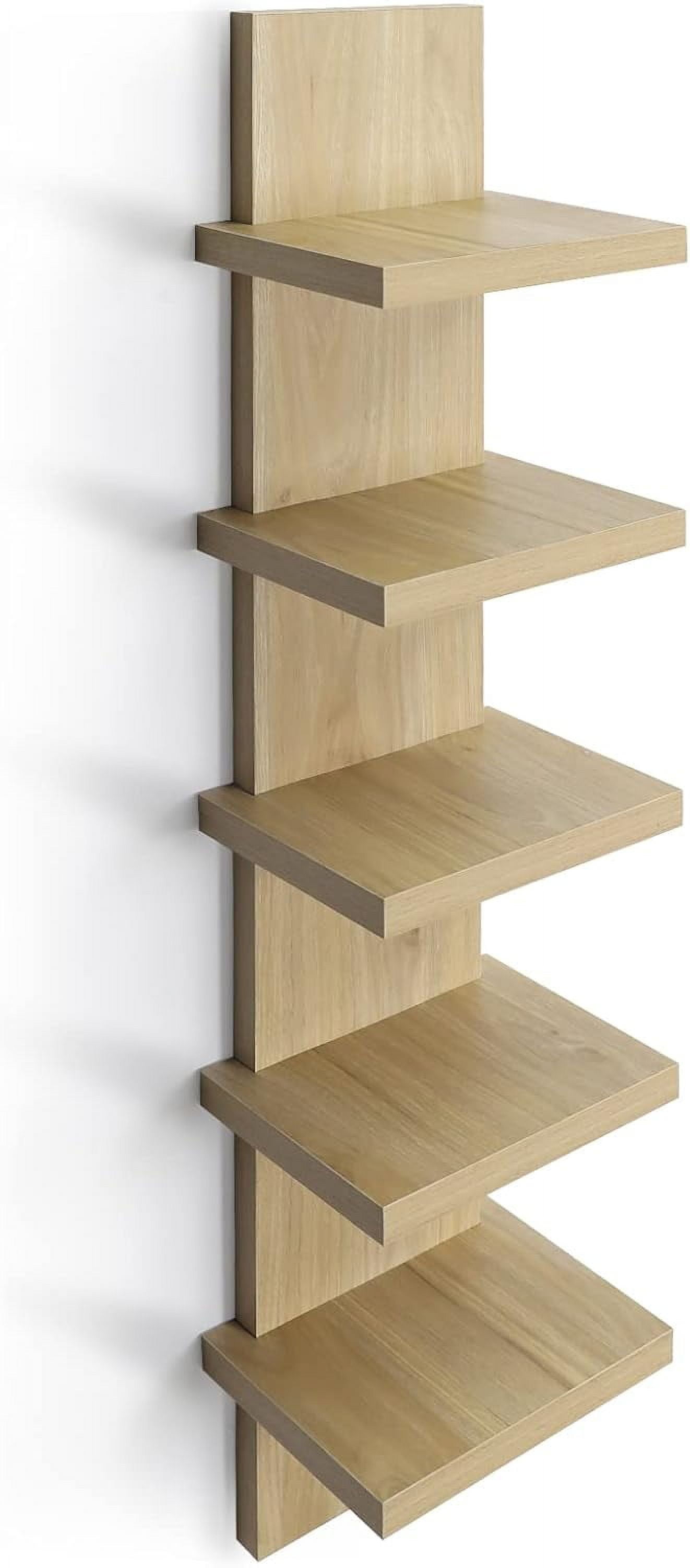 5 Tier Wall Shelves White, Vertical Column Shelf Floating Storage Home ...