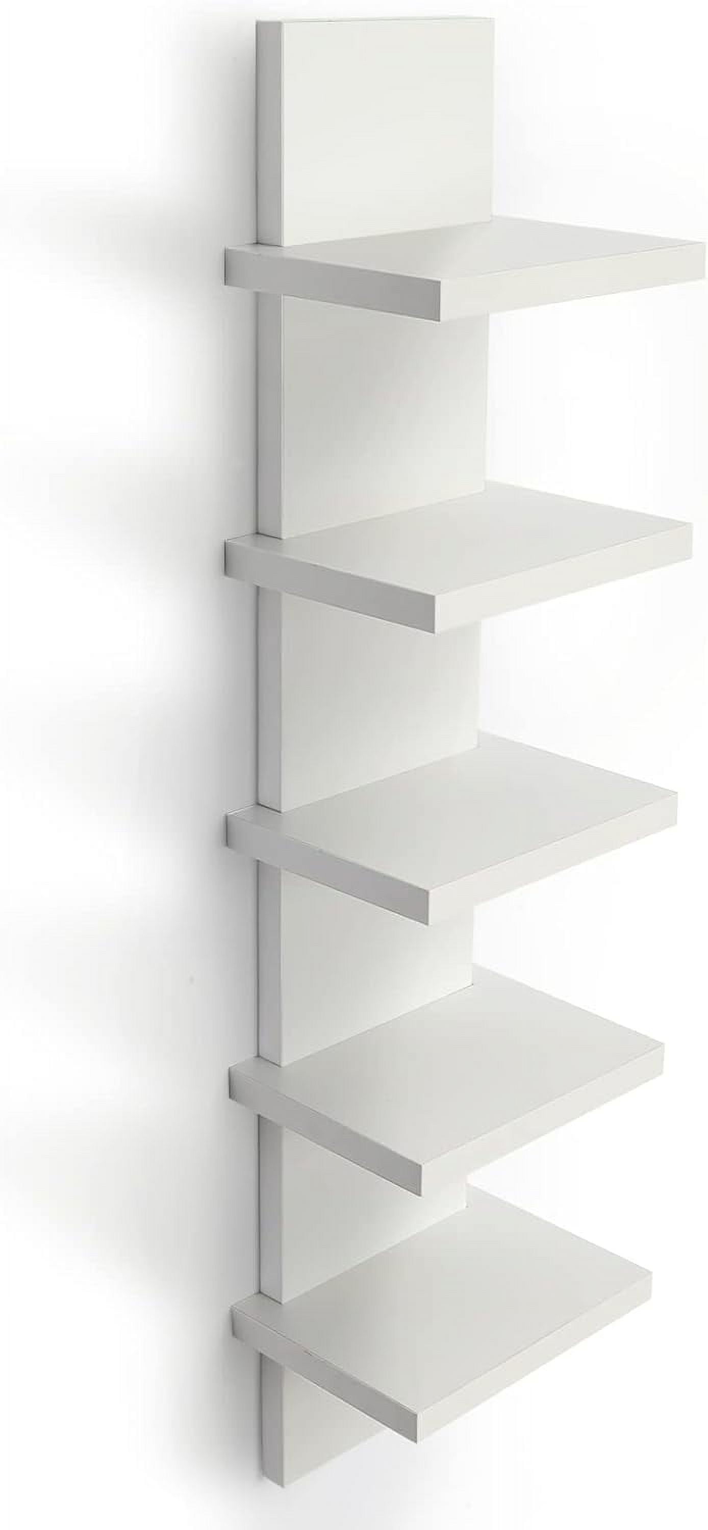 5 Tier Wall Shelves White, Vertical Column Shelf Floating Storage Home ...