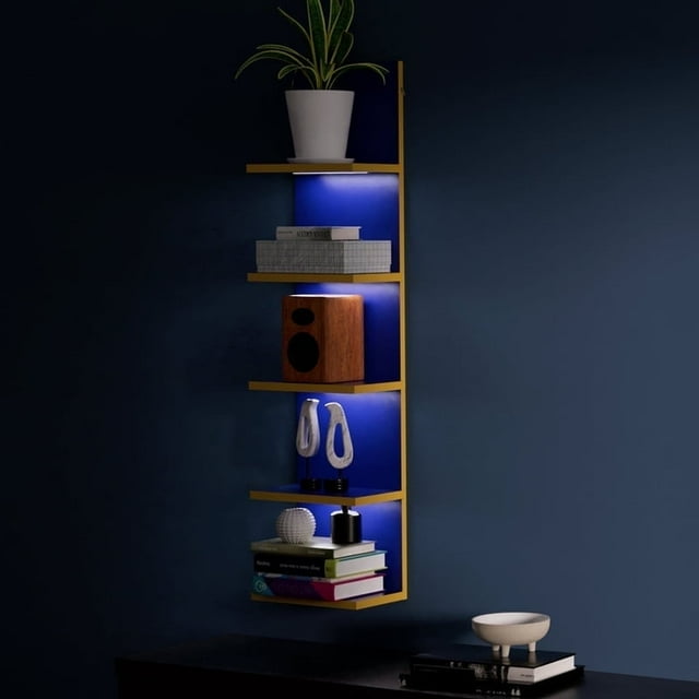 5 Tier Wall Shelves With LED Light, Vertical Column Shelf Floating ...