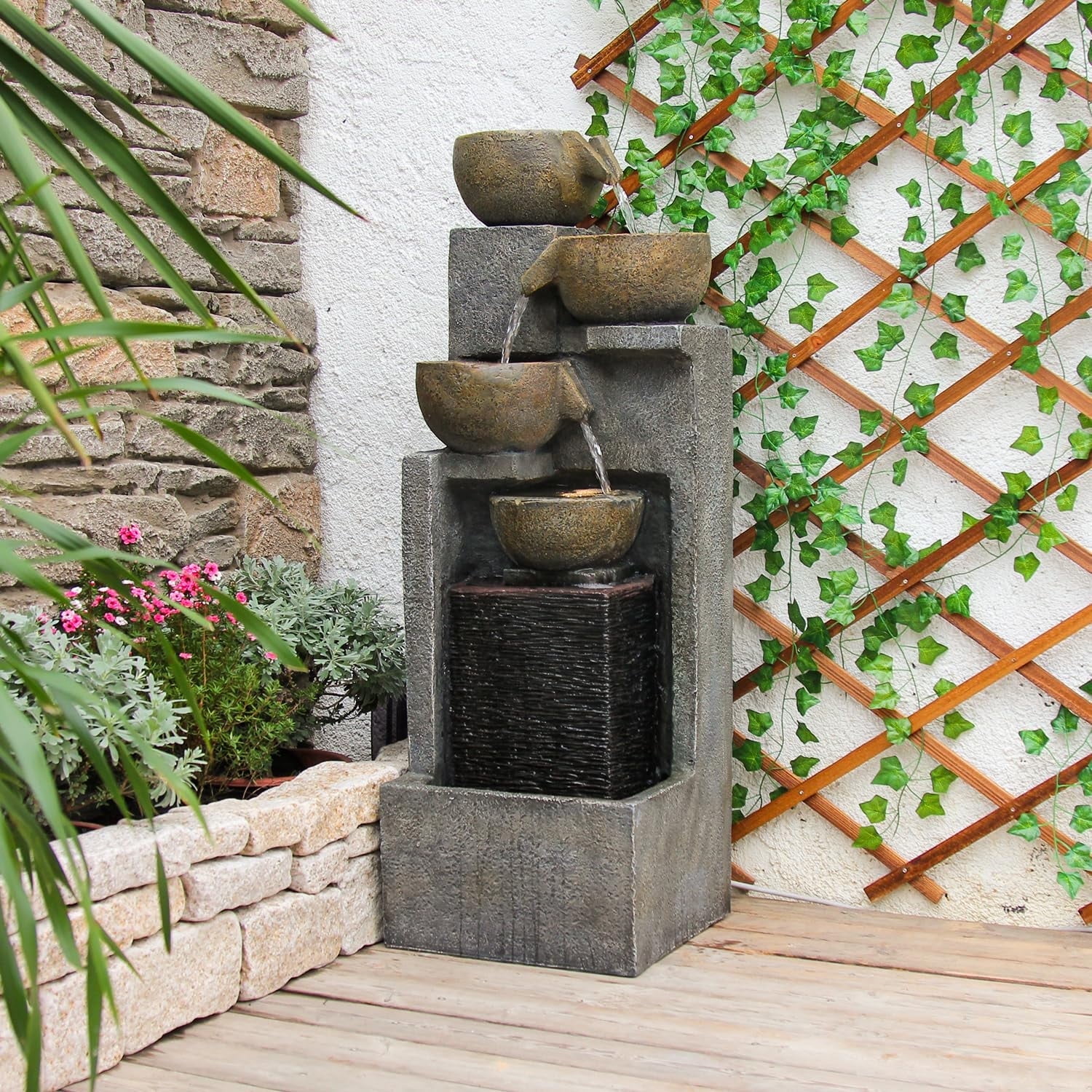 5-Tier Water Fountain Outdoor Garden Waterfall Fountains Indoor Bowl ...