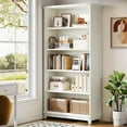 5-Tier White Bookcase, 70-Inch Tall Open Storage Bookshelf with Anti ...