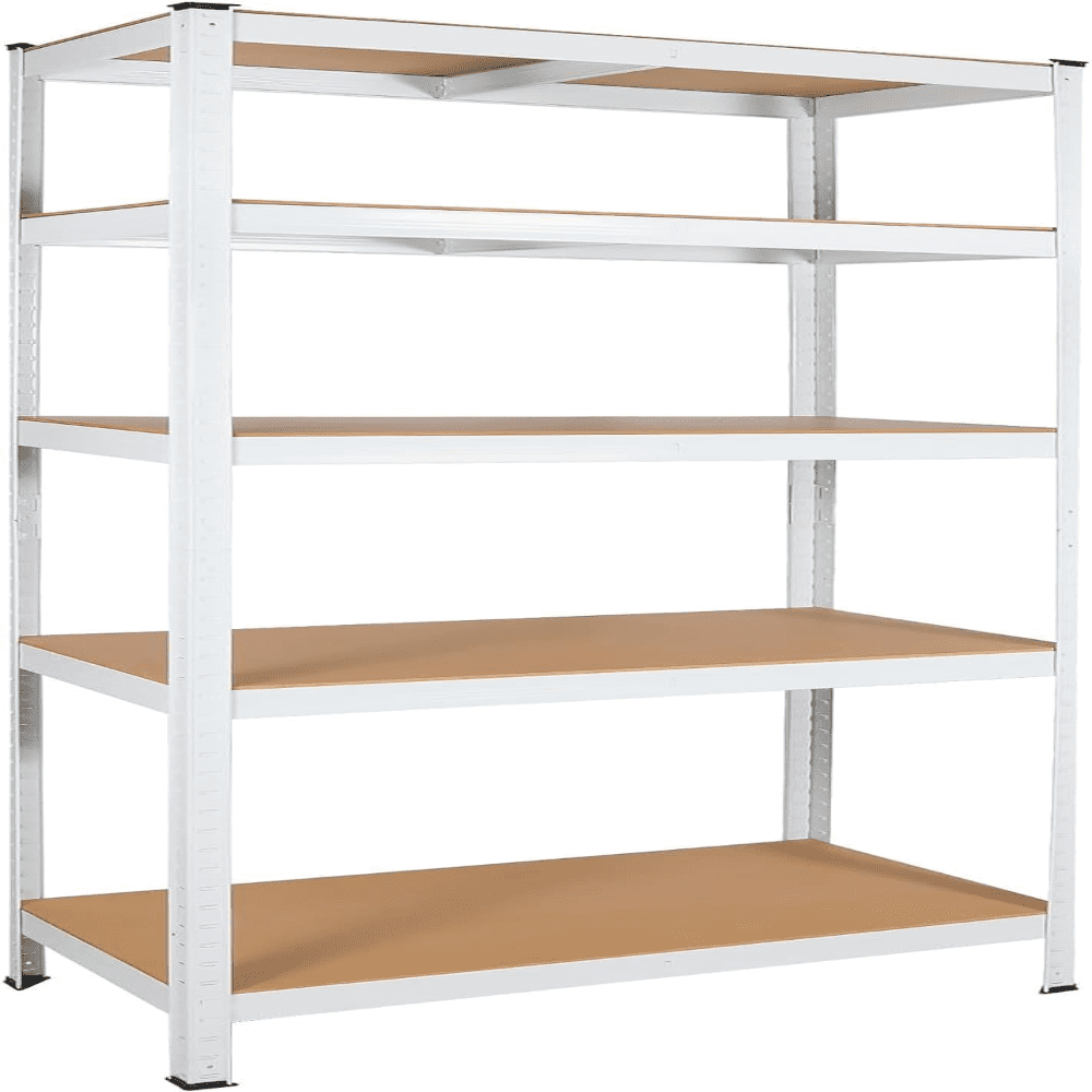 5-Tier White Metal Shelf Adjustable Heavy Duty Storage Rack Utility ...