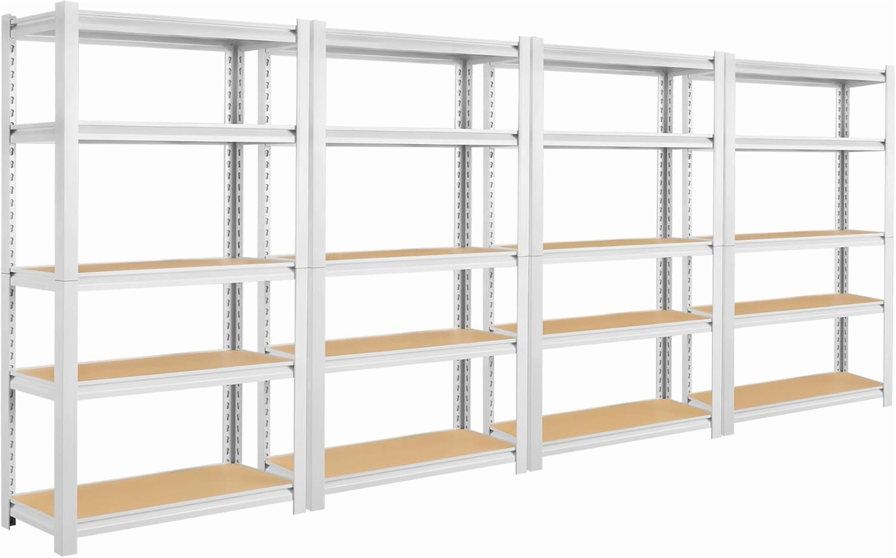 5 Tier White Storage Shelves, Adjustable Metal Pantry Shelving Unit ...