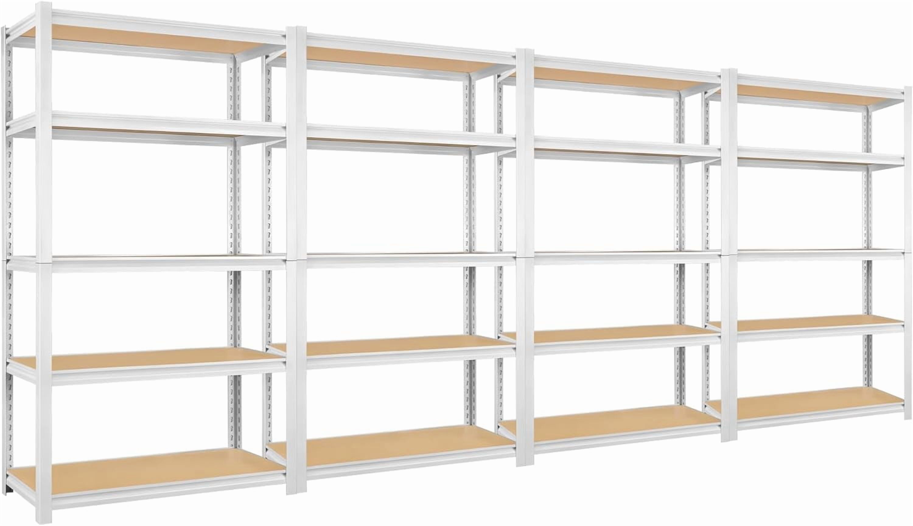 5 Tier White Storage Shelves - Adjustable Pantry Shelves Metal Closet ...
