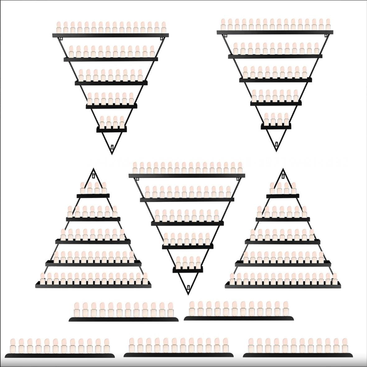 5-Tier Wide Depth Nail Polish Display Rack Triangular Metal Wall Mount ...