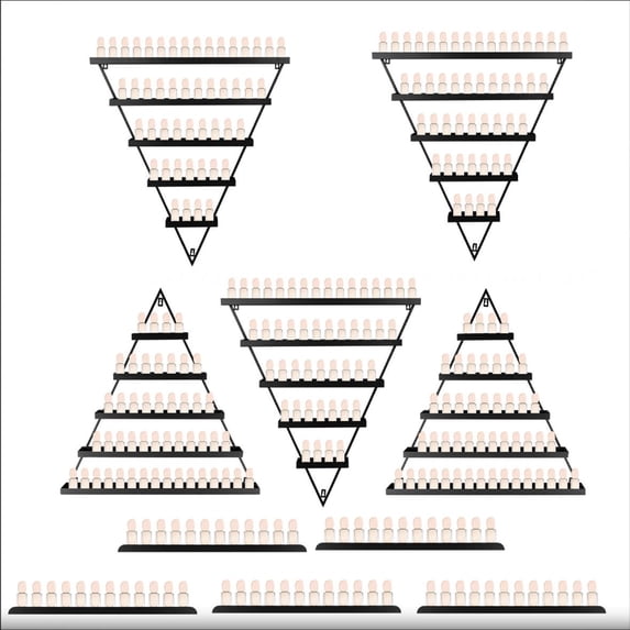 5-Tier Wide Depth Nail Polish Display Rack Triangular Metal Wall Mount ...
