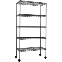 ZenSports 5-Tier 300LBS Steel Wire Shelving Unit with Wheels for ...