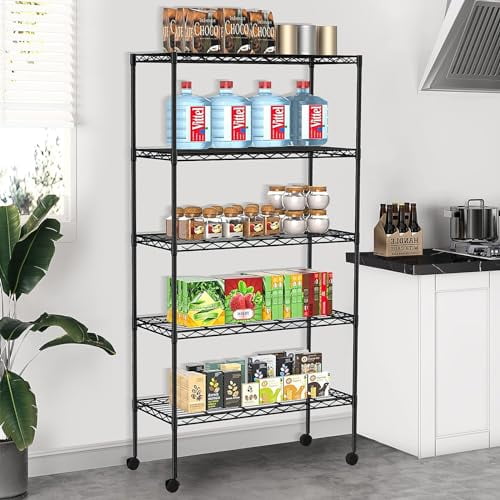 With Wheels 5-Tier Rolling - 30"L X 14"W X 63"H, 4 Casters, 88lb Per ...