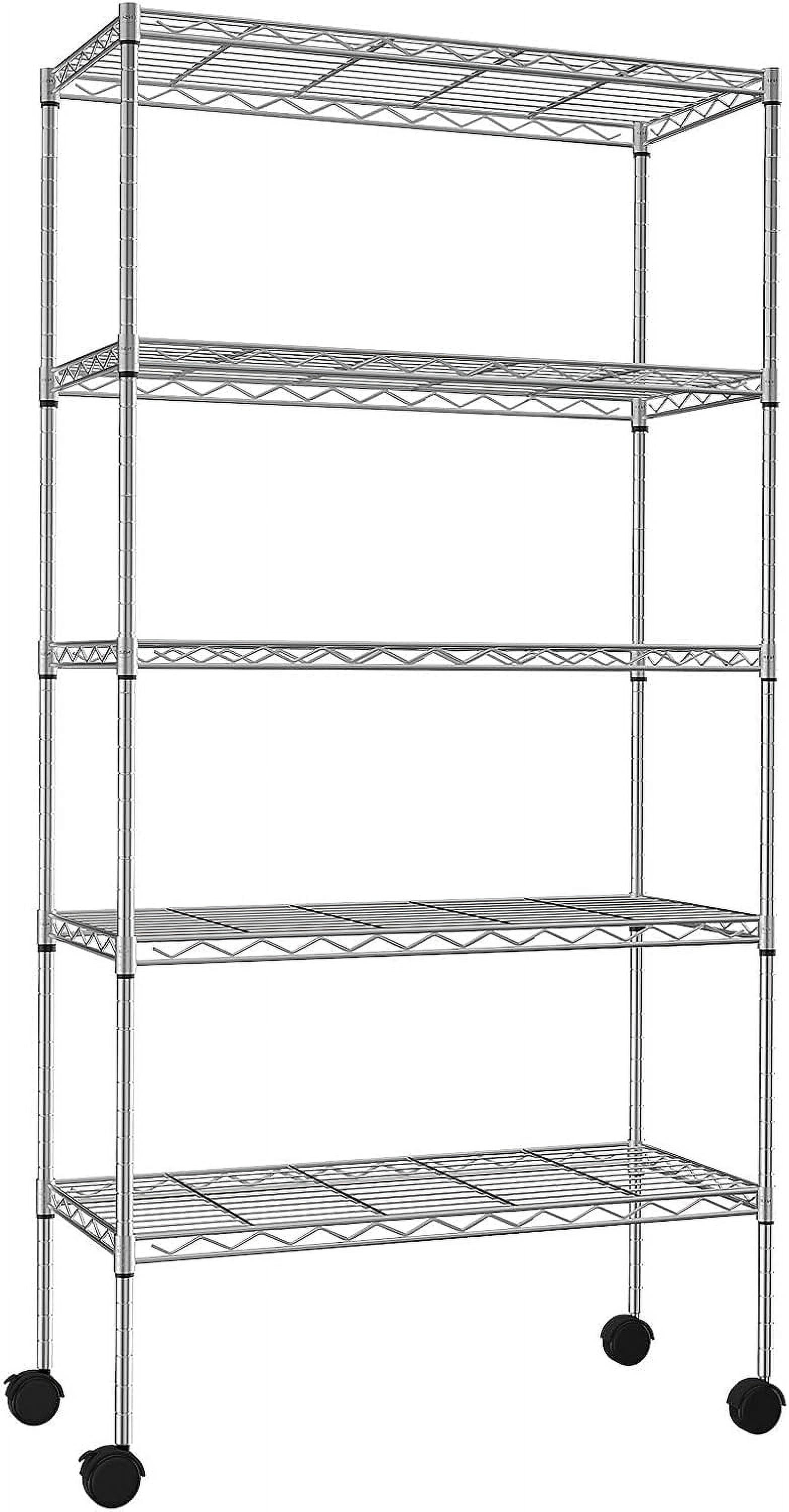 5-Tier Wire Shelves 61" H x 30" x 14" Metal Storage Shelves Adjustable ...