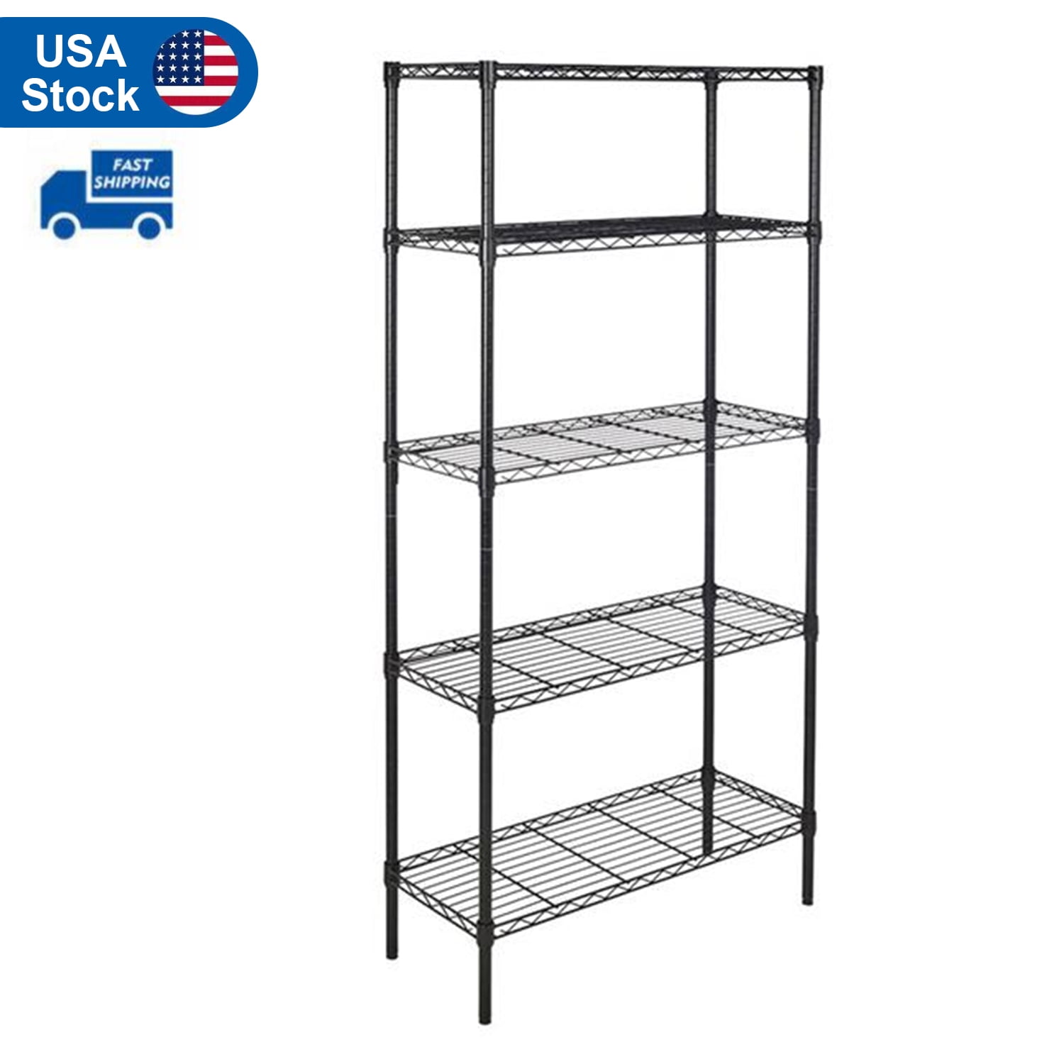 5-Tier Wire Shelving Adjustable Shelves Unit Metal Storage Rack for ...