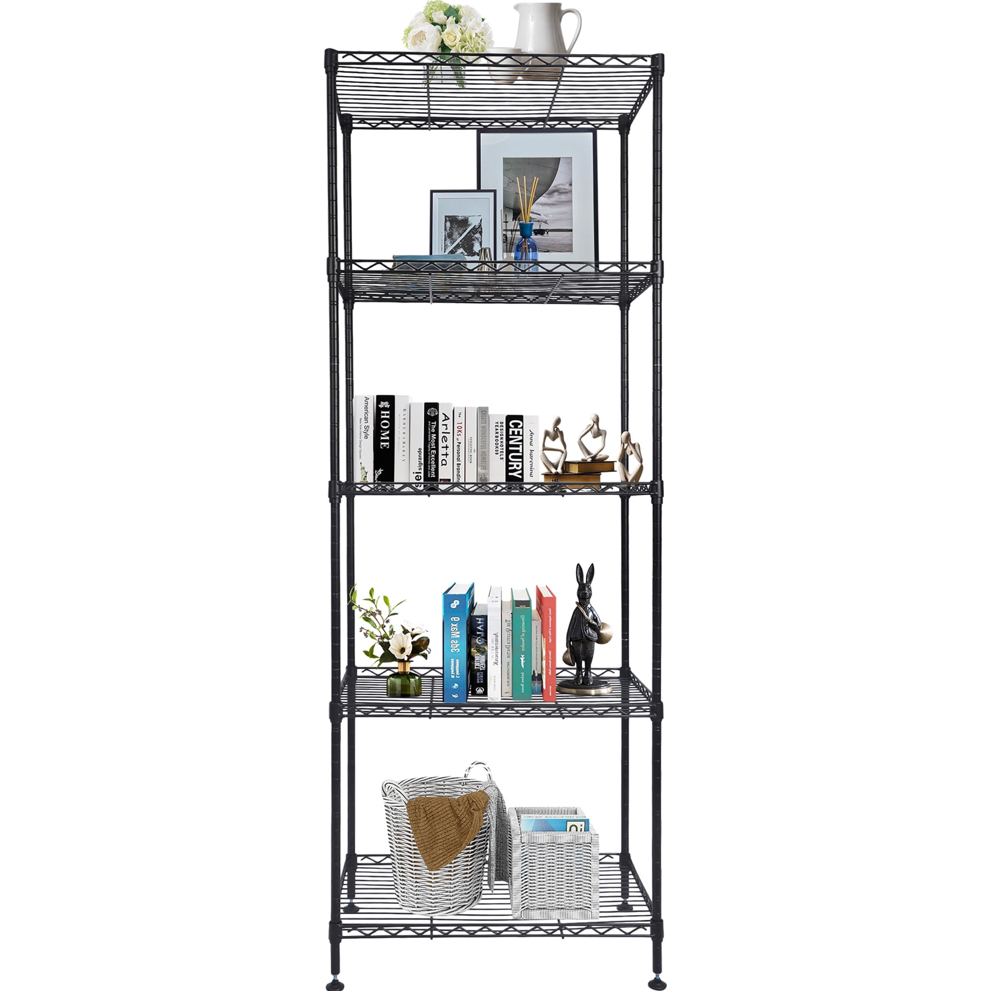 "5 Tier Adjustable Metal Rack, Storage Shelves for Kitchen, Bathroom ...