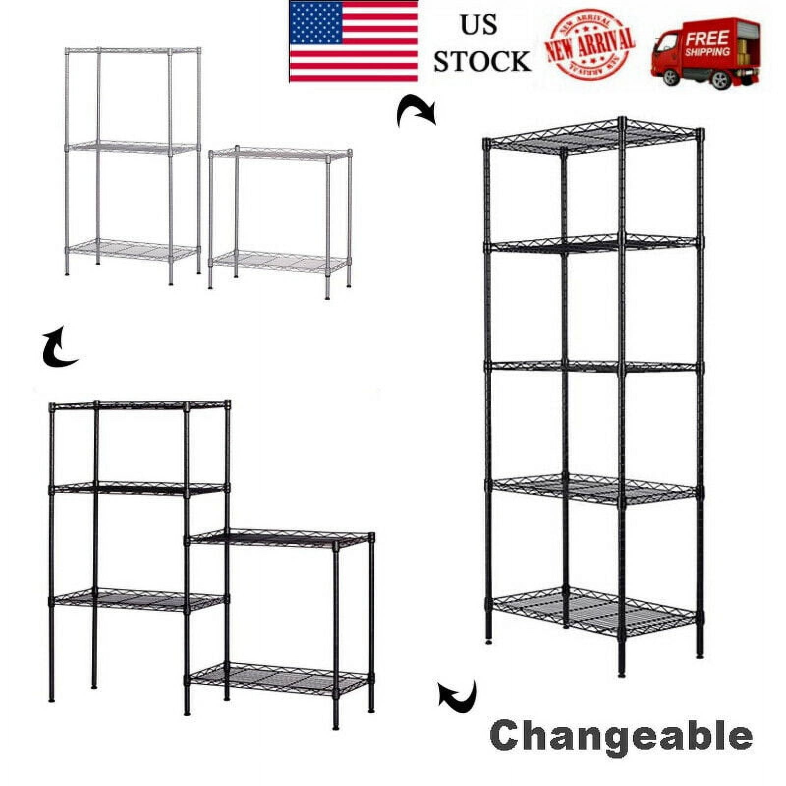 5 Tier Wire Shelving, Metal Storage Rack Adjustable Shelf Standing ...