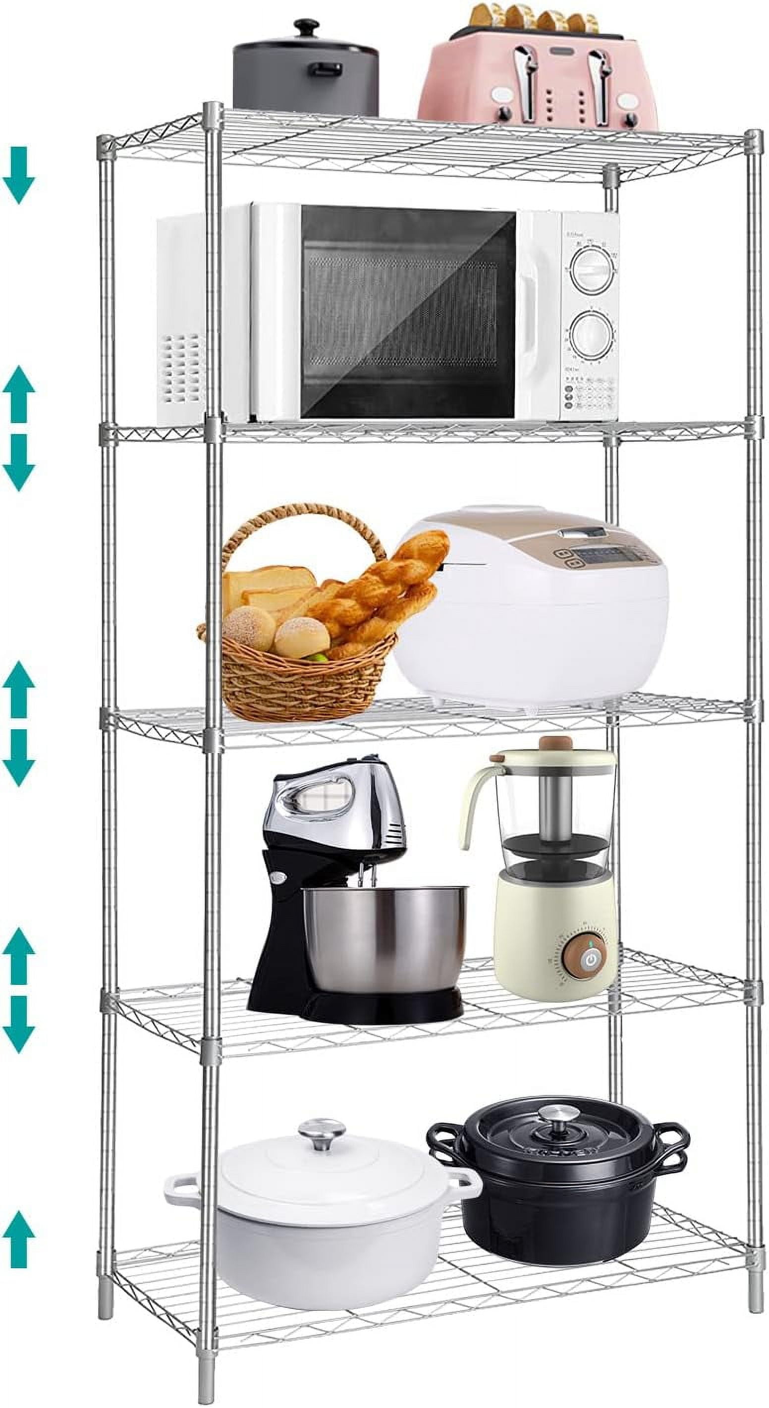 5 Tier Wire Shelving Rack, Adjustable Metal Shelves for Storage, 5 Tier ...