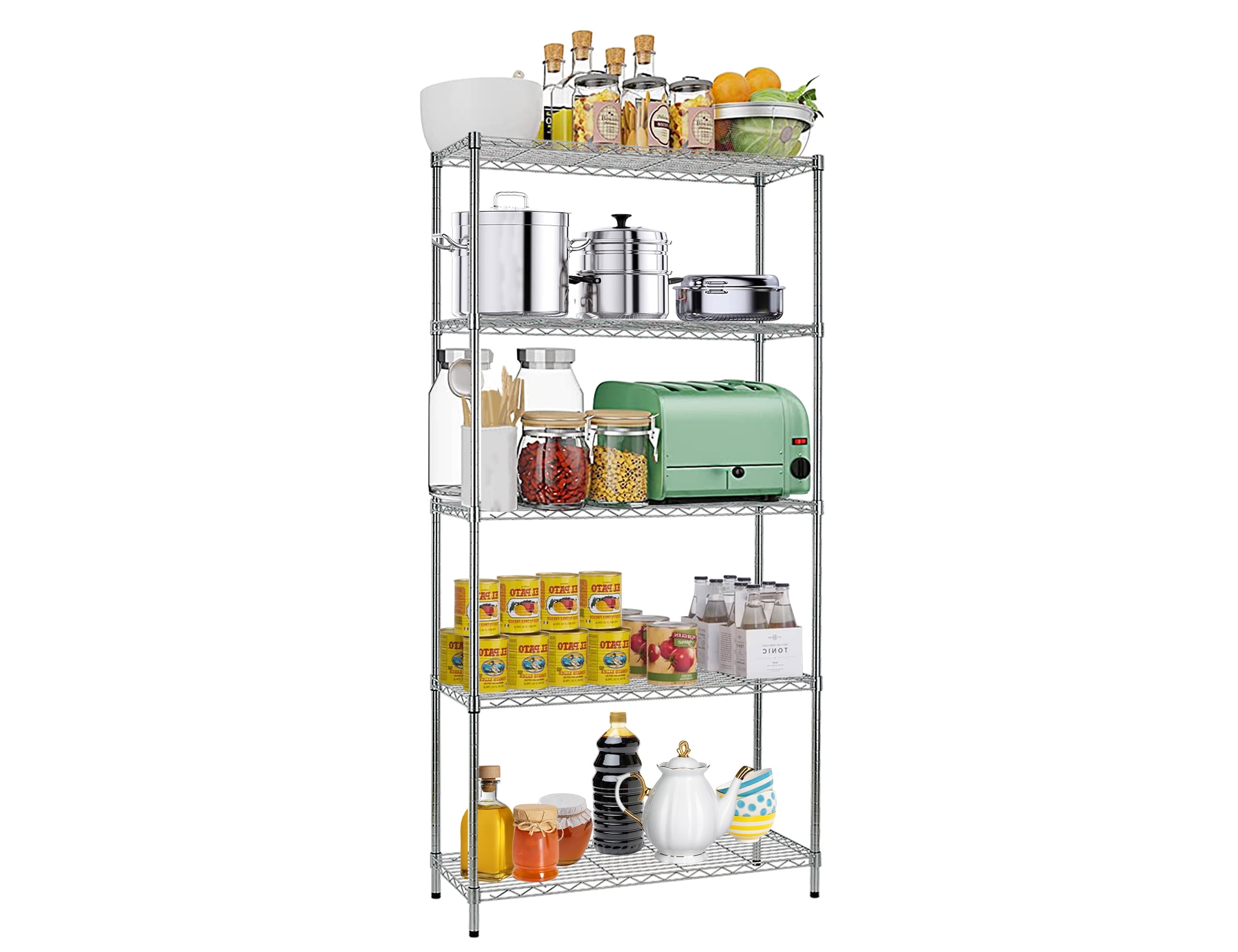 CL.HPAHKL 5-Tier Wire Shelving Rack, Adjustable Steel Storage Unit for ...