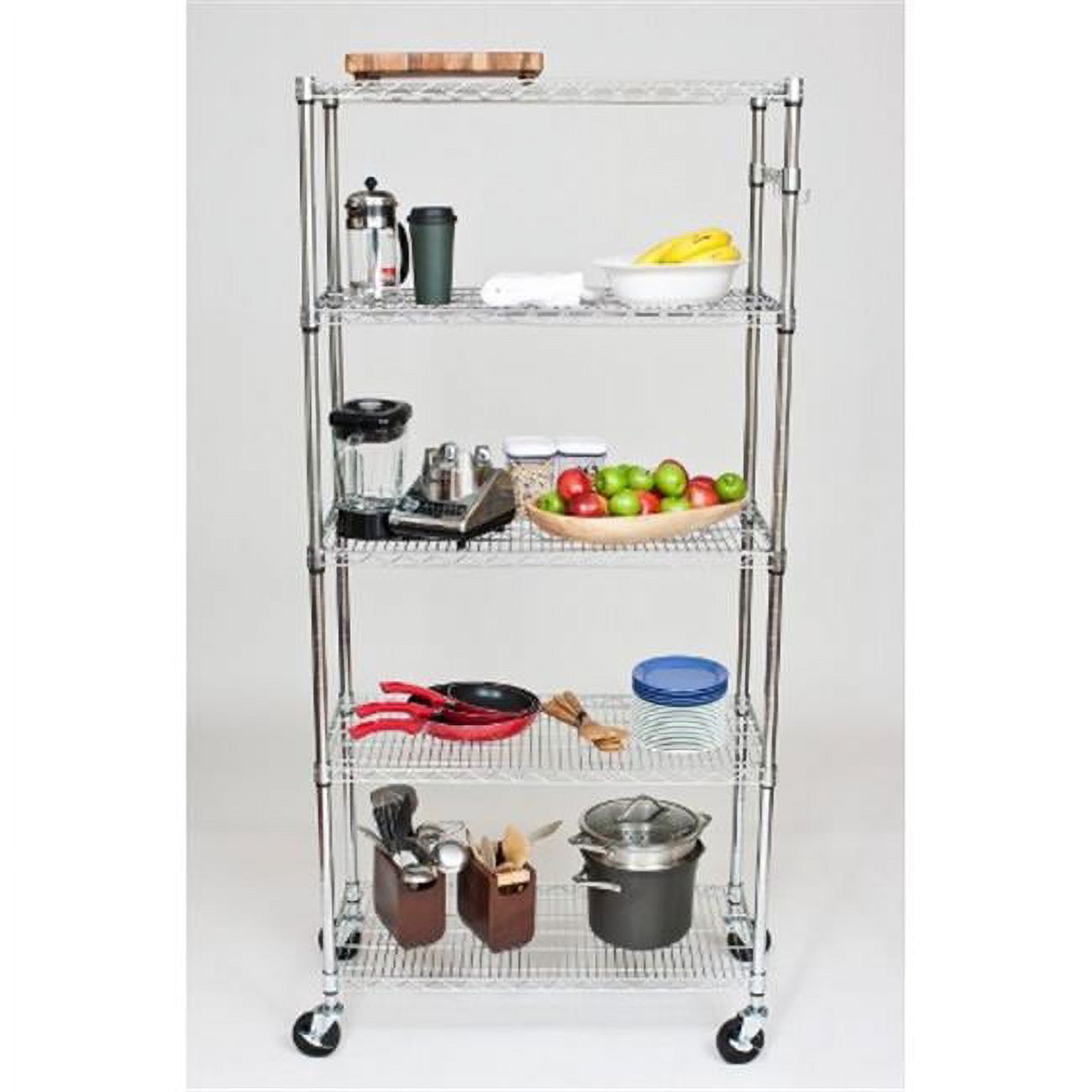 5 Tier Wire Shelving Rack with Wheels, Chrome - 36 x 18 x 72 in ...
