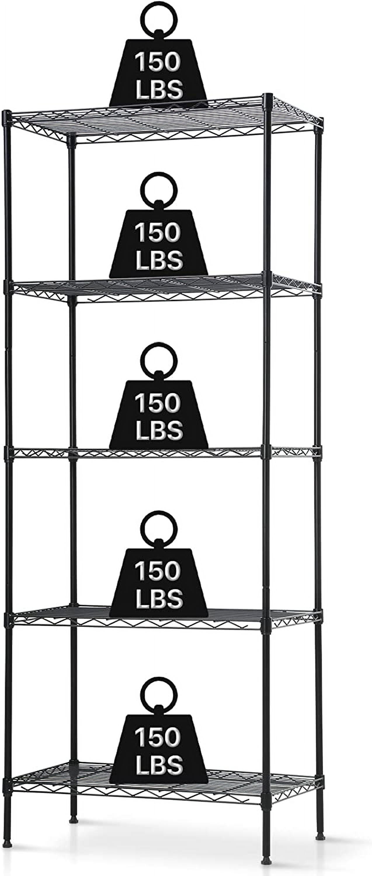5-Tier Wire Shelving Unit, 24" W x 14" D x 60" H Metal Storage Rack ...