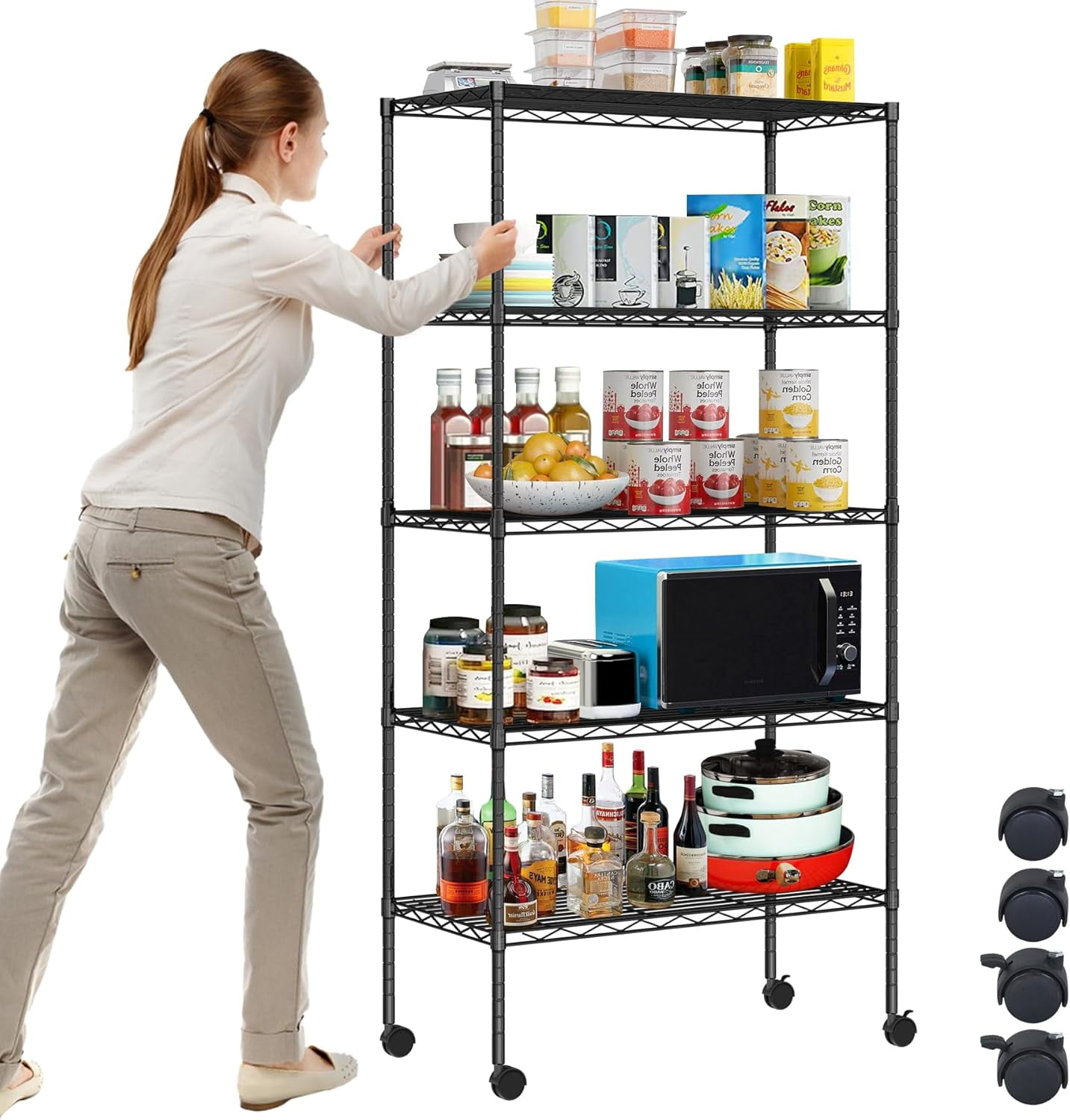 5-Tier Wire Shelving Unit Adjustable Metal Storage Shelving Commercial ...