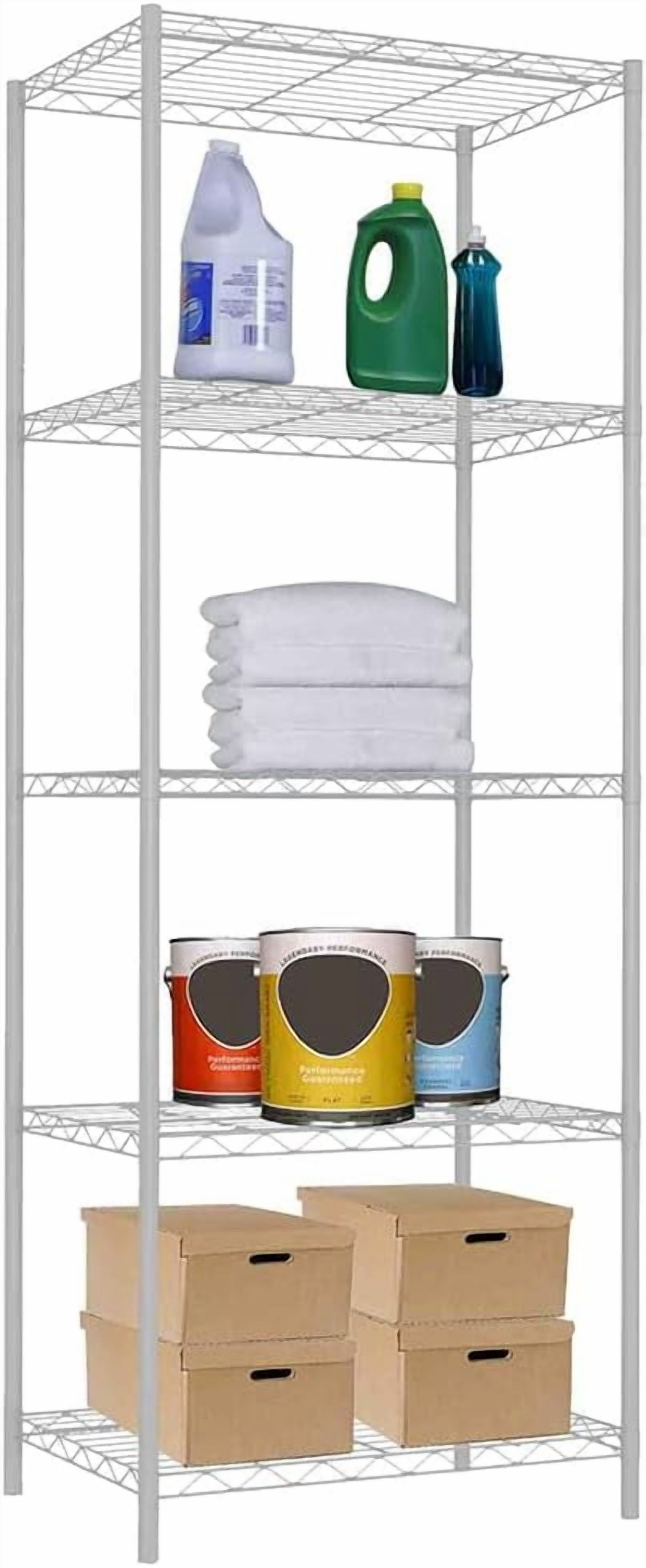 5-Tier Wire Shelving Unit Durable Powder Coated White Metal Storage ...