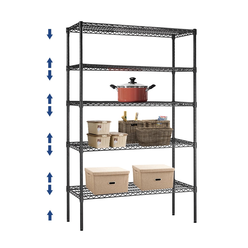 5 Tier Wire Shelving Unit, Height Adjustable Wire Shelves with 2200 LBS ...