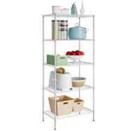 Ktaxon Black 5 Tier Rolling Steel Shelving Unit Wire Shelves Garage ...