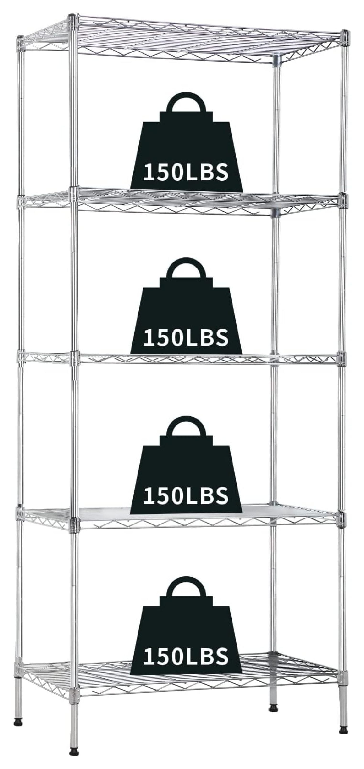 5-Tier Wire Shelving Unit Storage Shelves Metal Shelves 61"x24"x14 ...