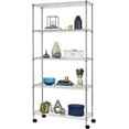 5-Tier Wire Shelving with Wheels, 35.4"x 13.8"x 65" Heavy Duty Shelf ...