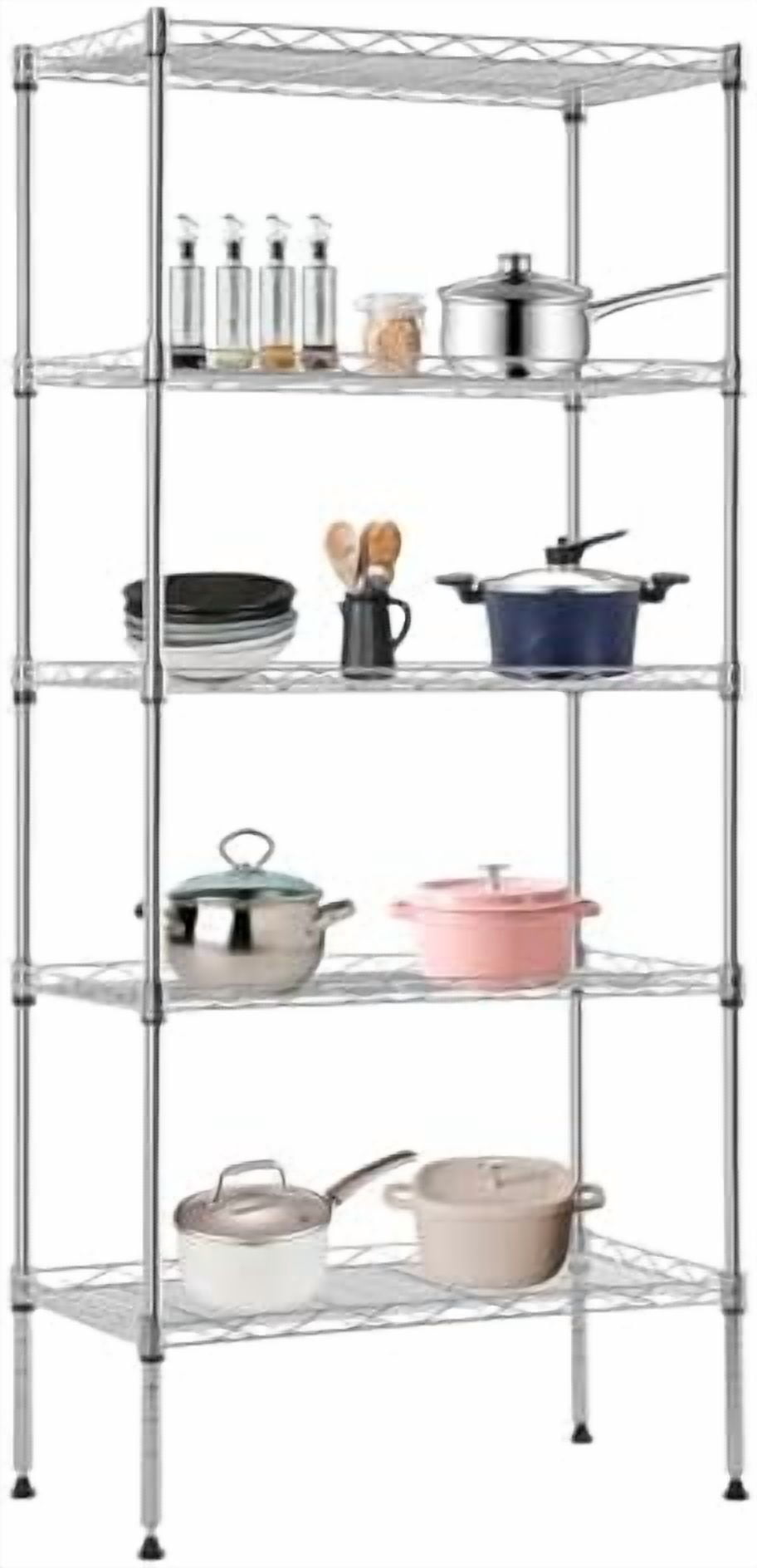 | 5-Tier Wire Storage Shelves | 22x12x48 | Chrome | with Adjustable ...