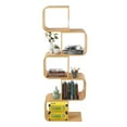 5 Tier Wood Geometric Bookcase S-Shaped Display Bookshelf Storage Room ...