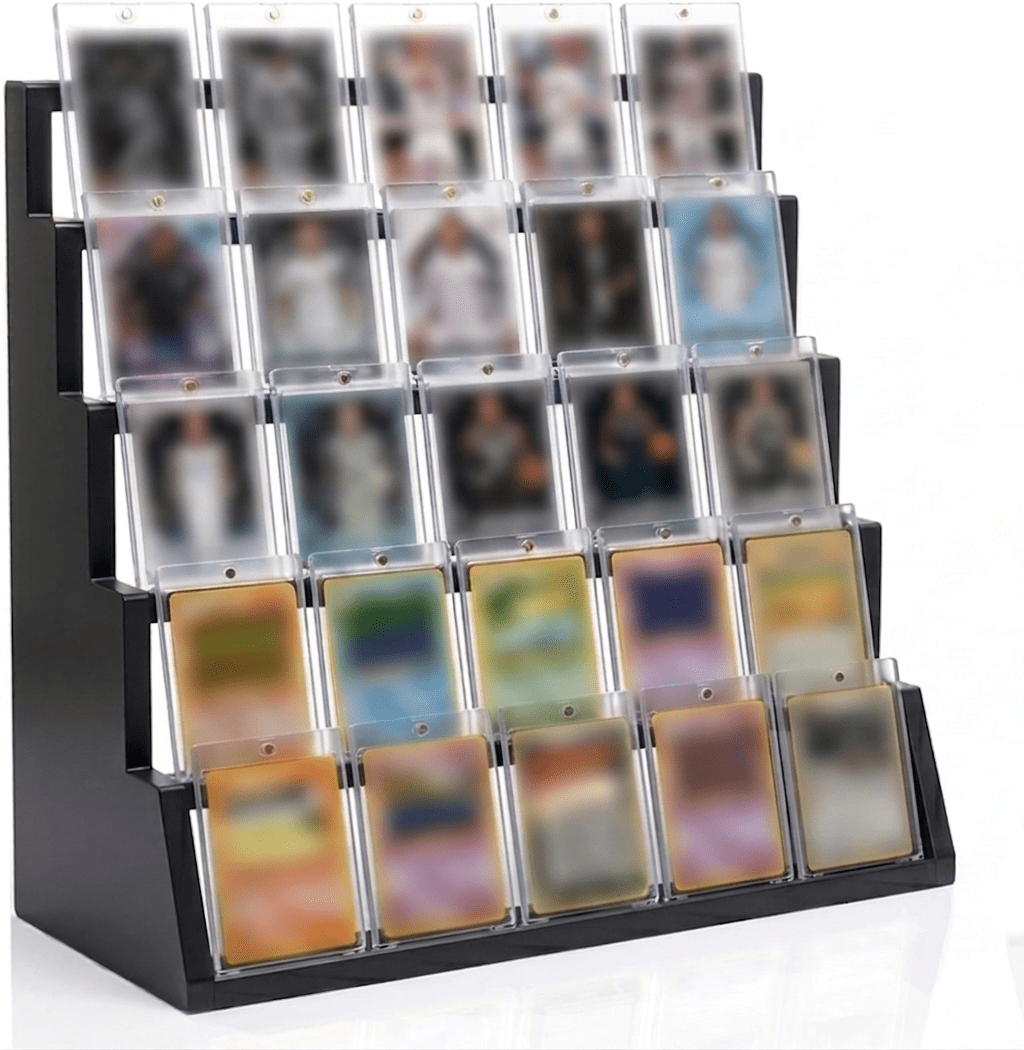 5 Tier Wooden Card Display Stand – Vertical Card Holder Display for ...