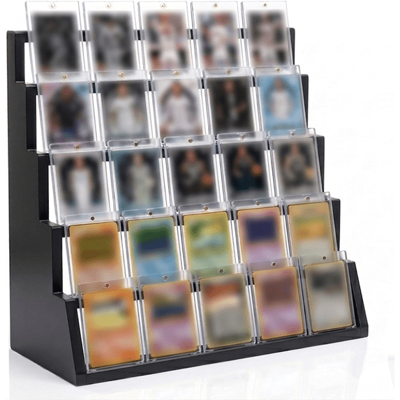 5 Tier Wooden Card Display Stand – Vertical Card Holder Display for ...
