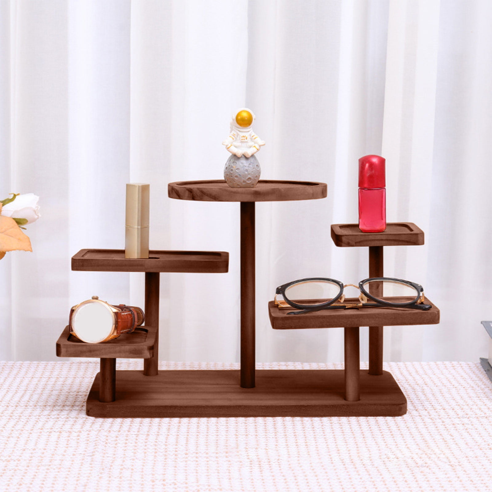 5-Tier Wooden Display Stand, Multi-Level Storage Rack for Figurines ...