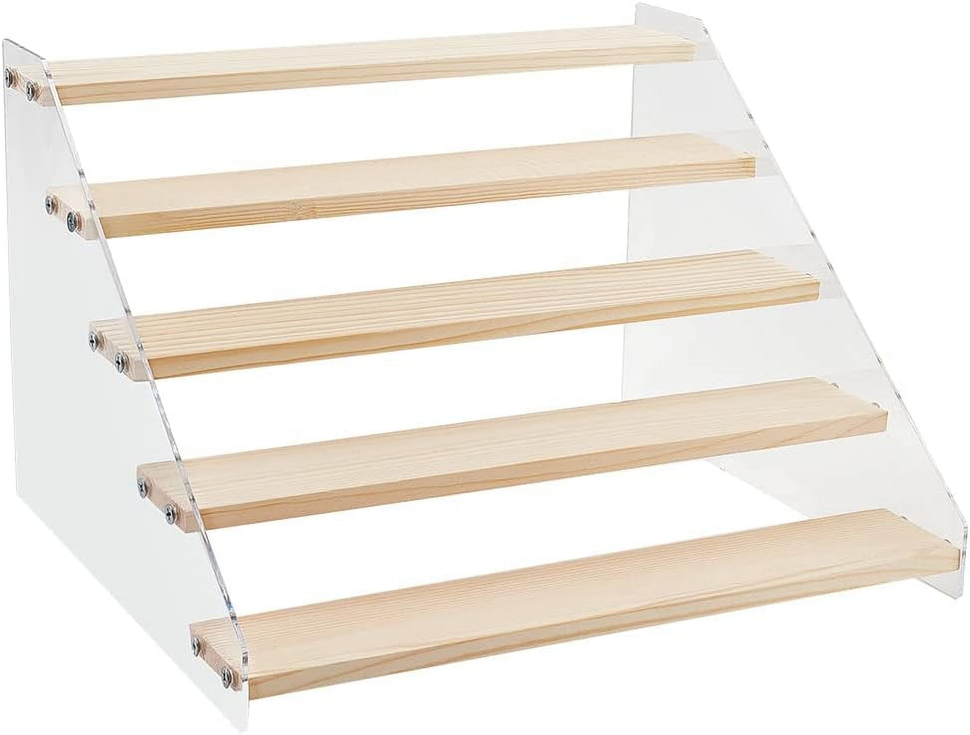 5-Tier Wooden Display Stand Step Wooden Table Display Stand Clear ...