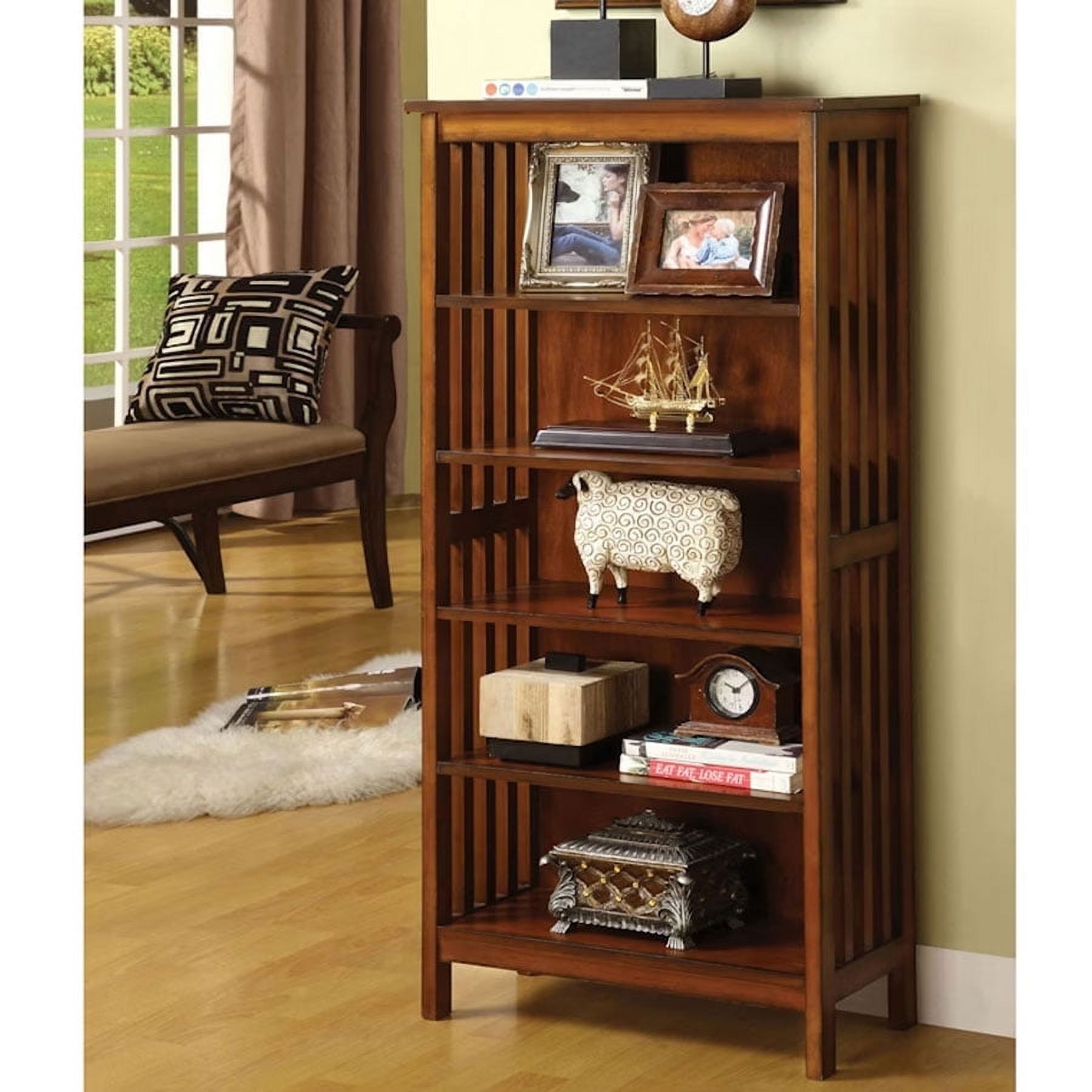 5 Tier Wooden Mission Style Bookshelf - Walmart.com