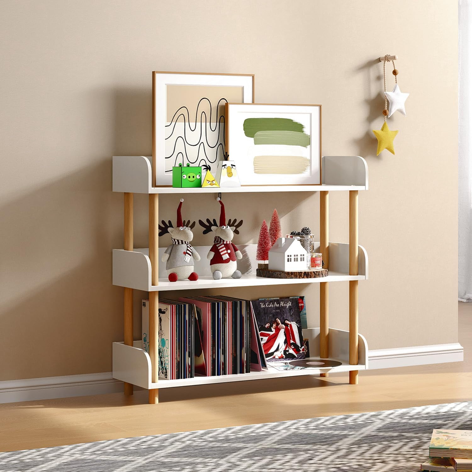 5-Tier Wooden Open Bookshelf Modern Display Shelf with Standing ...