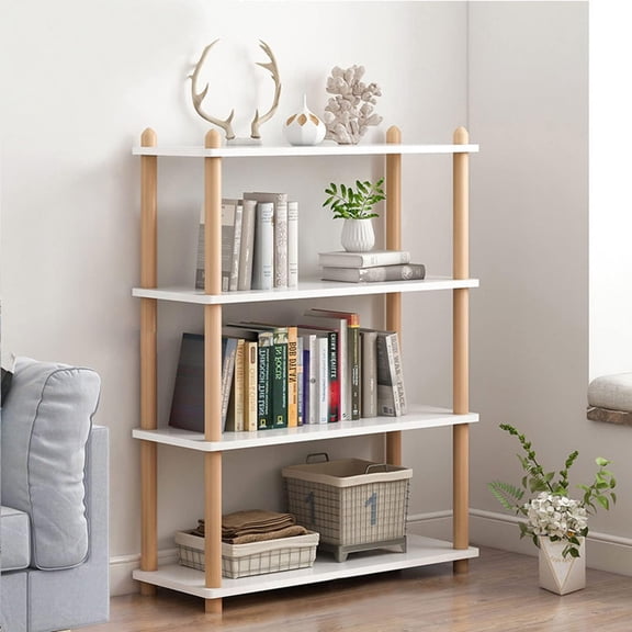 5-Tier Wooden Open Bookcase - Modern Display Bookshelf with Top Edge ...
