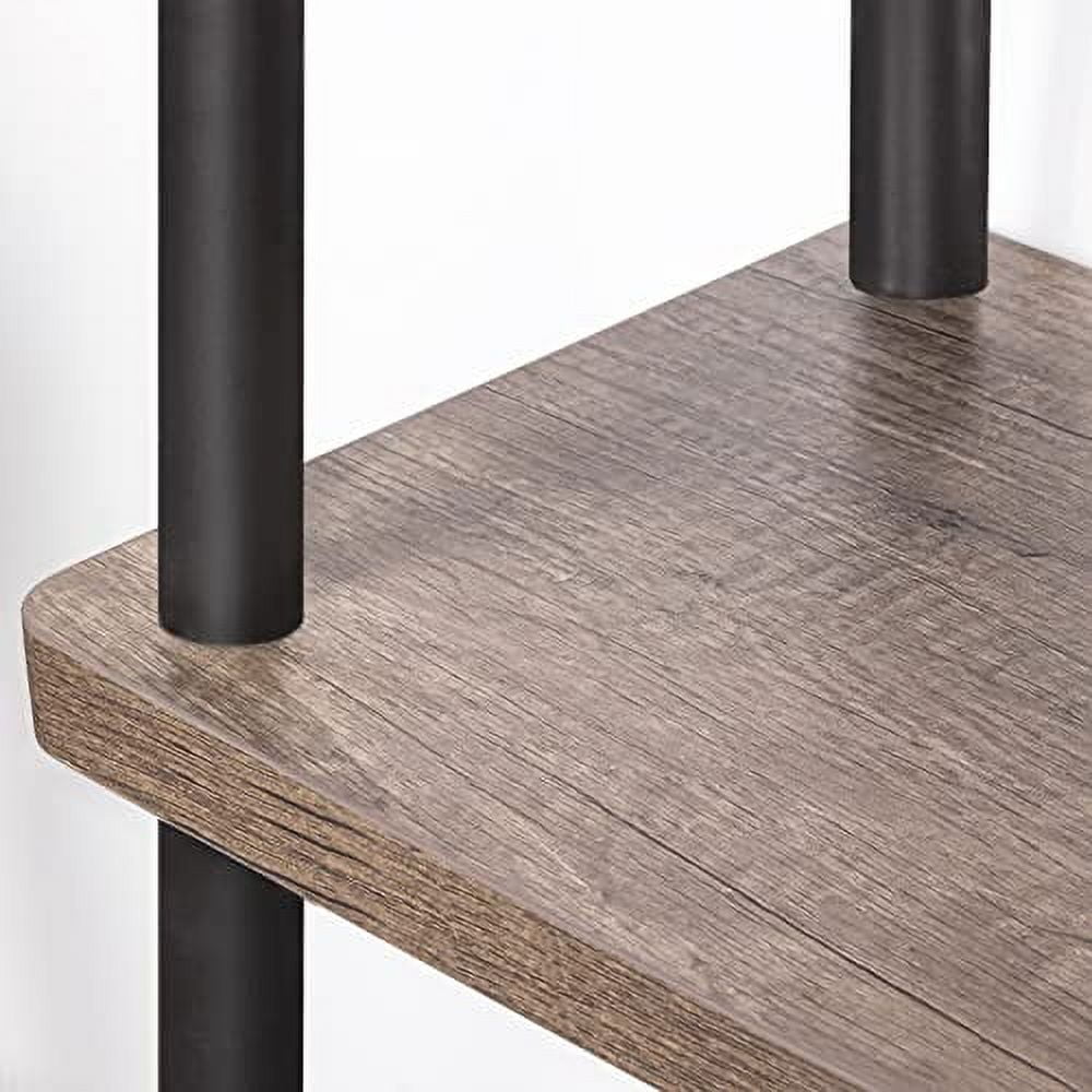 5 Tiered Bookshelf, Ladder Shelf Etagere Bookcase, Wood and Metal ...