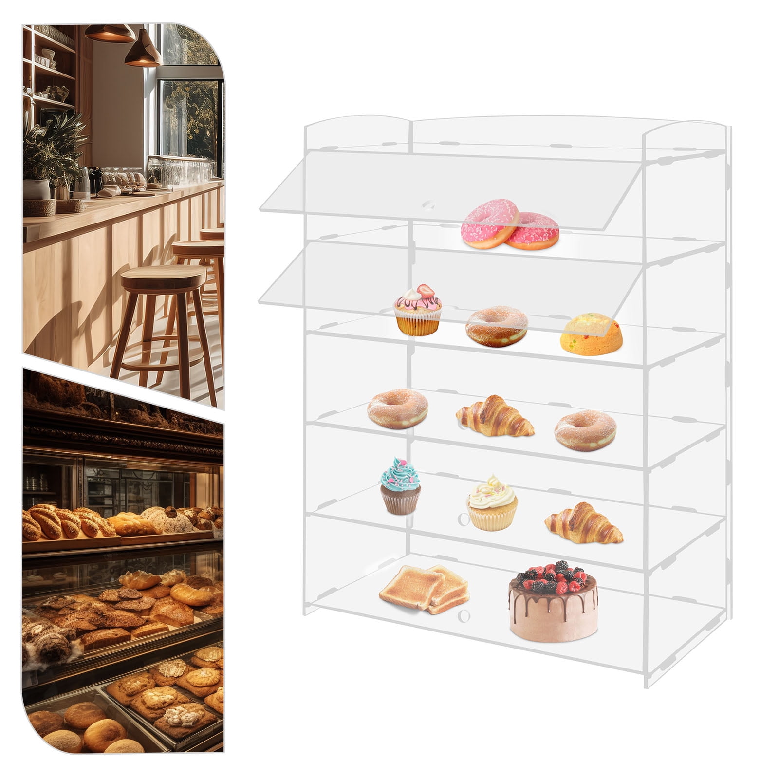 5 Tiers Acrylic Display Case Bakery Pastry Display Case Collectibles ...