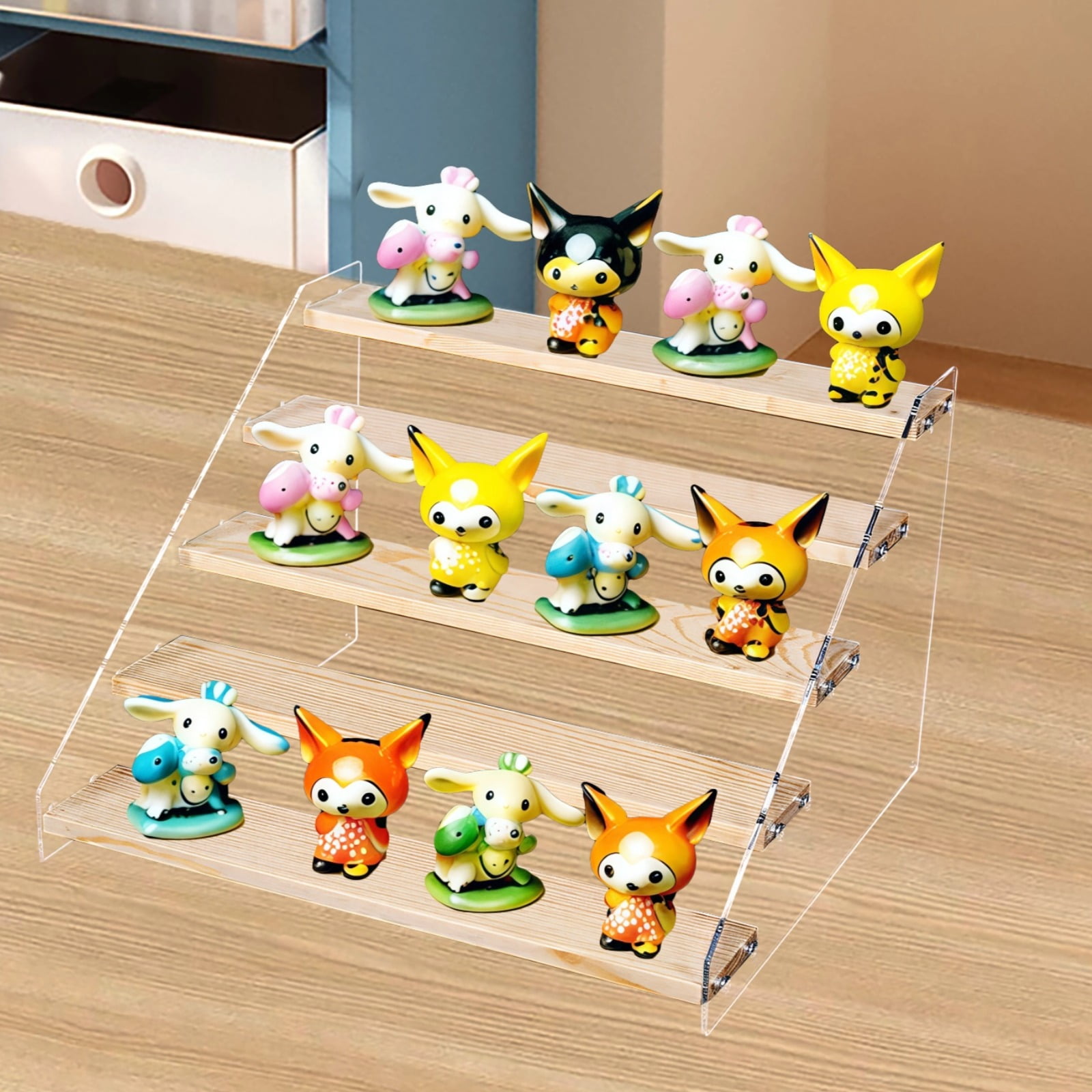 5-Tier Display Riser, Wood Display Shelf, Riser Display Stand for ...