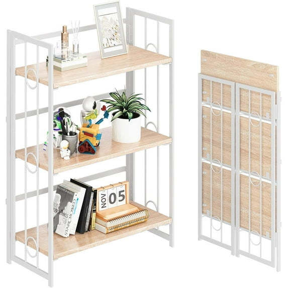 5 Tiers No Assembly Book Shelves 51.2" H Folding Bookshelf Bookcase ...