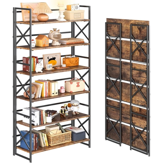 5 Tiers No Assembly Book Shelves 51.2" H Folding Bookshelf Bookcase ...
