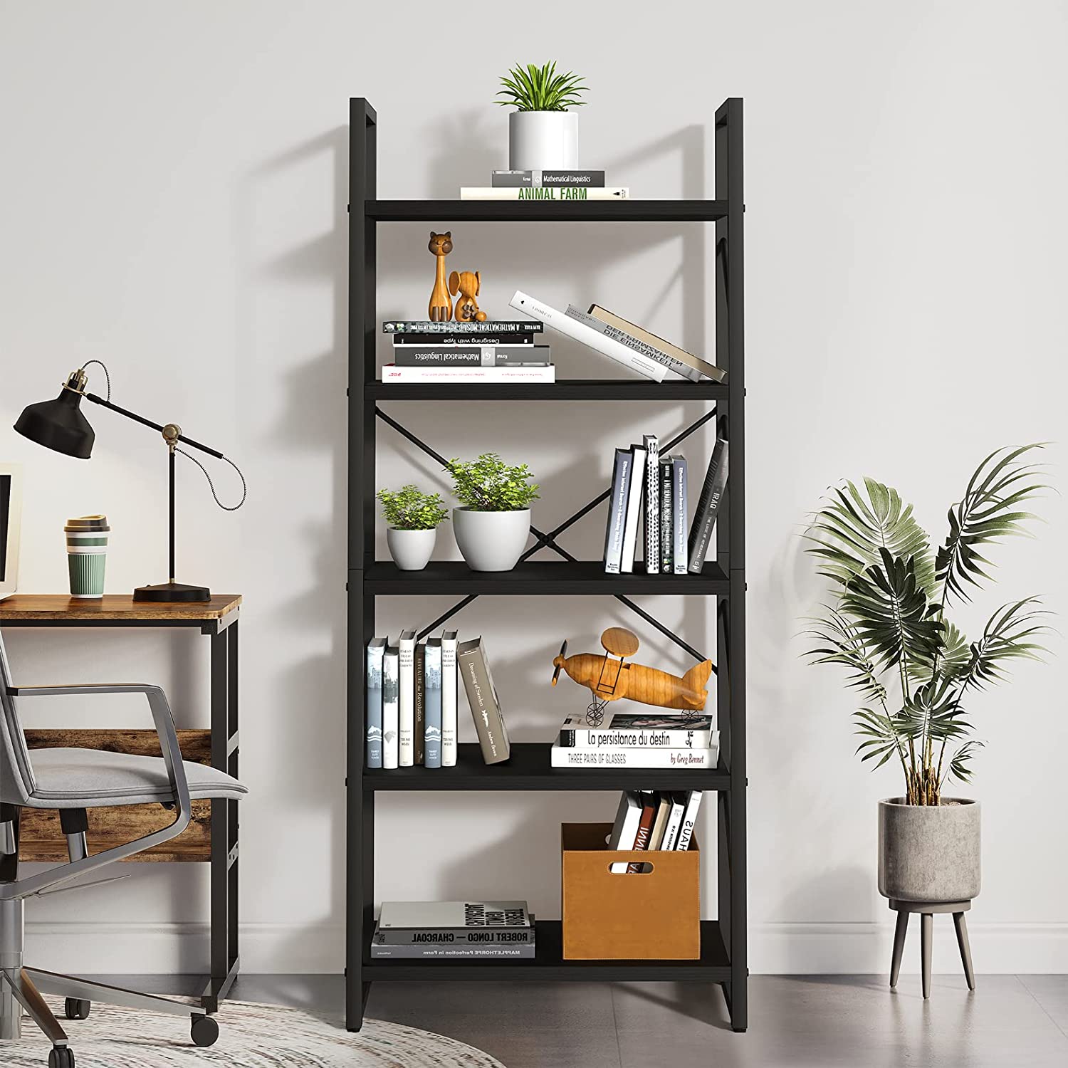 5 Tiers Bookshelf, Artsy Modern Bookcase, Book Rack, Storage Rack ...