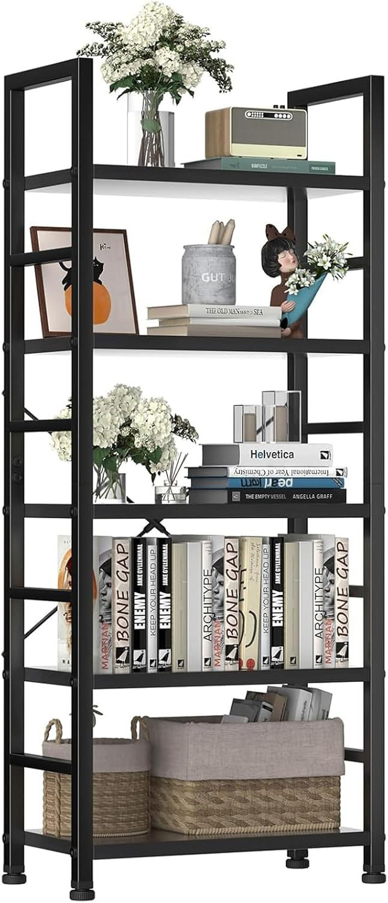 5 Tiers Bookshelf, Classical Modern Book Shelf, Tall Display Shelves in ...
