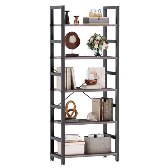 5 Tiers Bookshelf, Classical Modern Book Shelf, Tall Display Shelves in ...