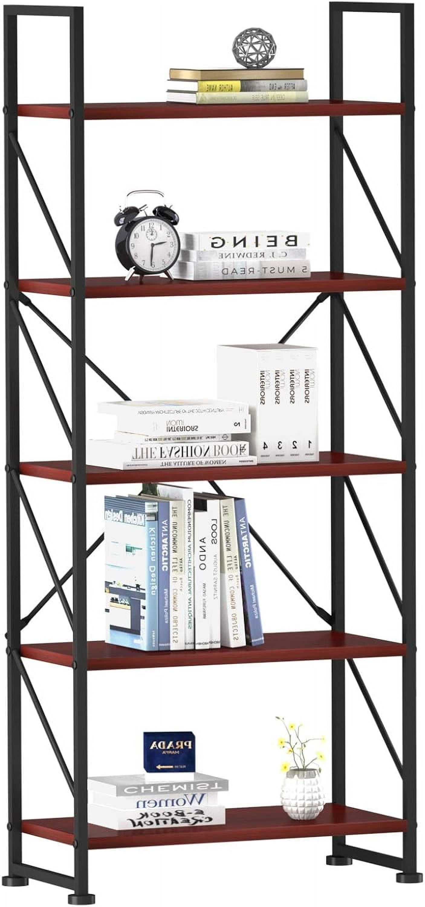 5 Tiers Bookshelf, Classically Modern White Bookshelf, Book Rack, Storage Rack Shelves in Living ...