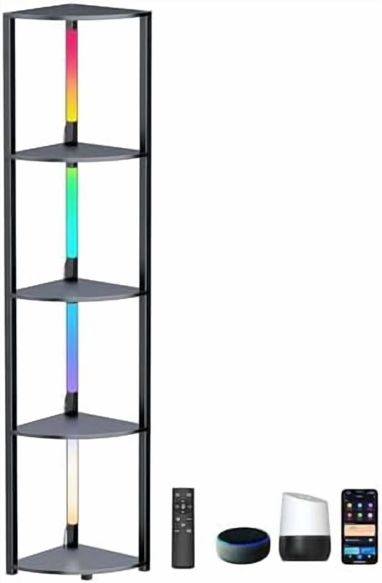 5 Tiers Corner Shelf with Smart Light Tall Display Shelf for ...
