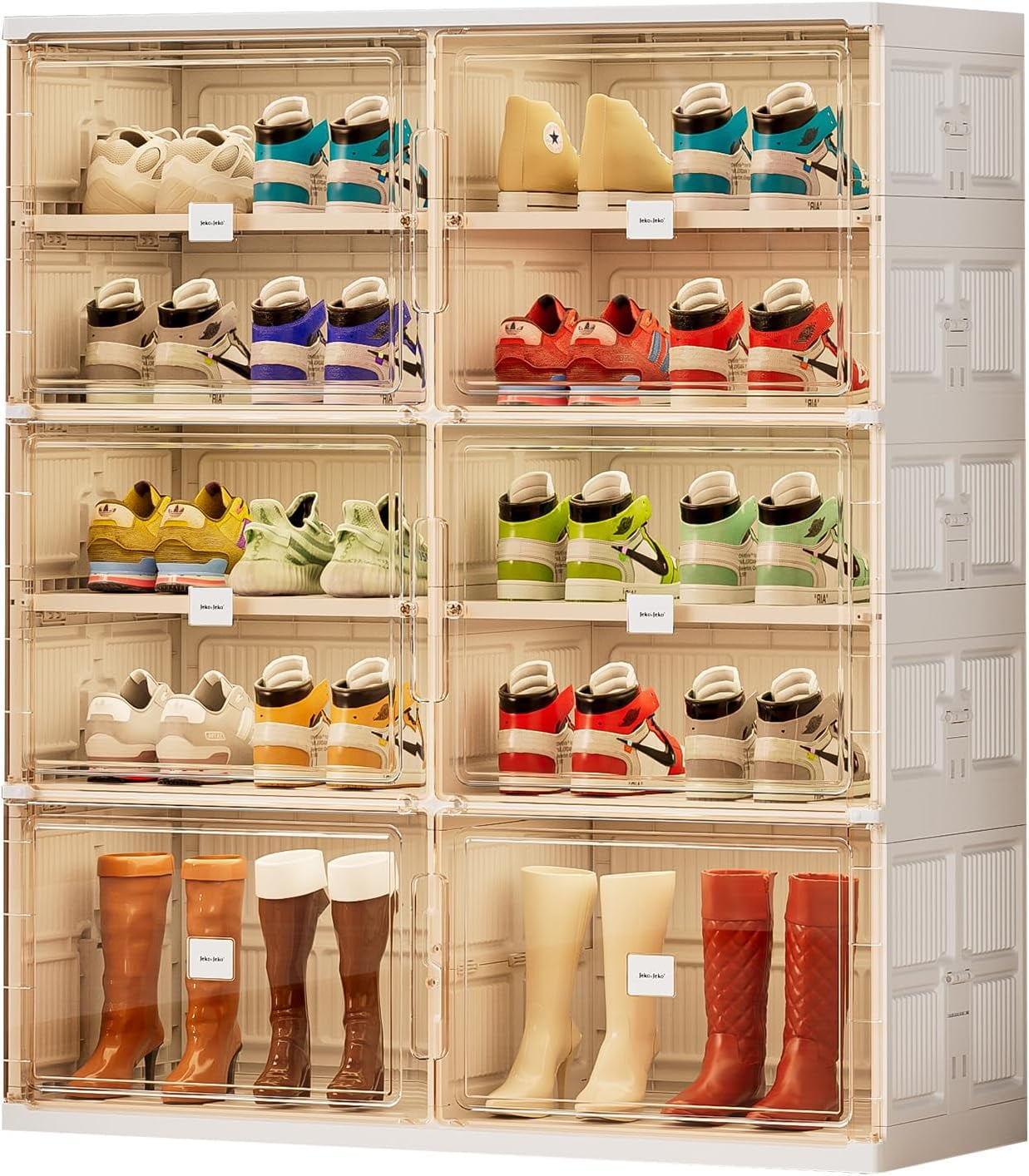 5 Tiers Foldable Boot and Shoe Storage Rack Cabinet for Closet Entryway ...