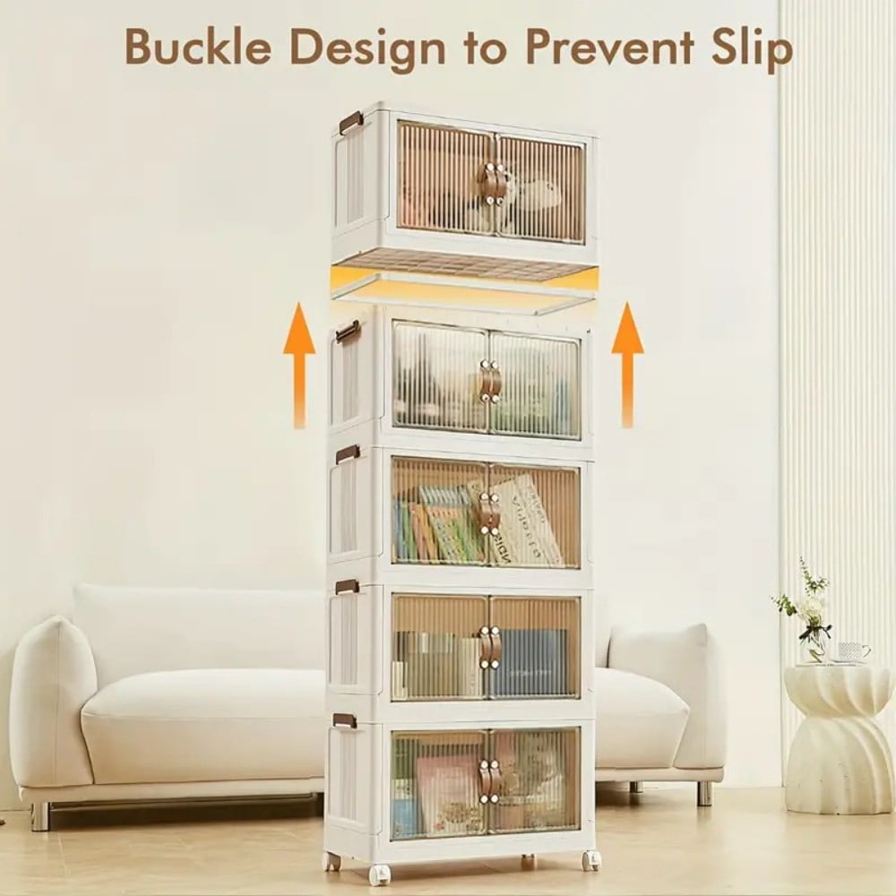 5 Tiers Foldable Storage Box-Oversized Storage Box, Plastic Stacked ...