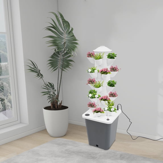 5 Tiers Grey Modern Hydroponic Growing Kit 5-Pod Hydroponic Mechanism ...