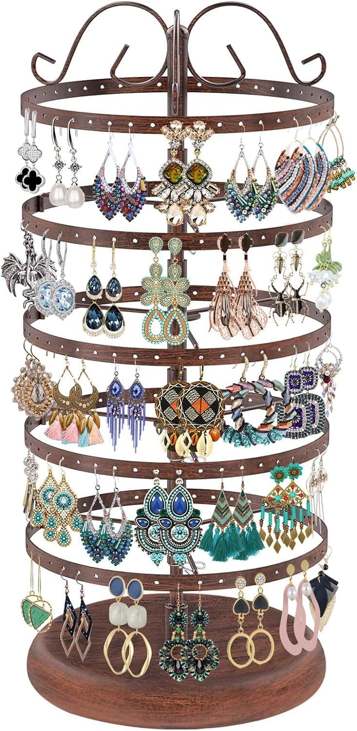 5 Tiers Metal Rotating Earring Holder Organizer, Exquisite Jewelry ...