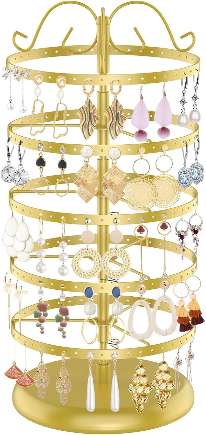 5 Tiers Metal Rotating Earring Holder Organizer, Exquisite Jewelry ...